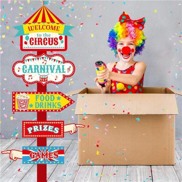 Party Supplies | 2 Pieces Circus Carnival Party Directional Signs ...